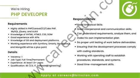 Bitsclan Solutions Jobs Phplaravel Developers