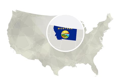 Premium Vector Polygonal Abstract Usa Map With Magnified Montana