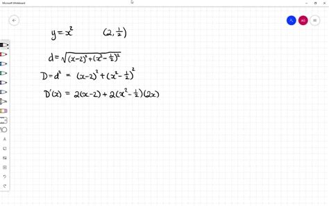 Solved Minimizing Distance Find The Coordinates Of The Points On The Graph Of The Parabola Y X