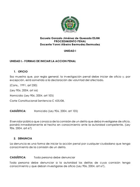 Guia Procedimiento Penal Docente Yonni Bermudez Descargar Gratis
