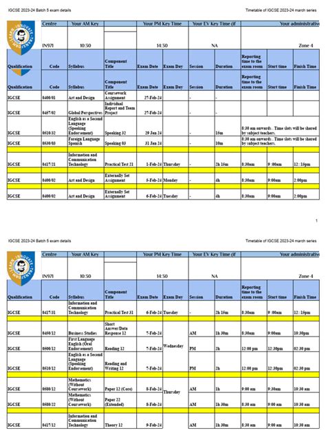 Igcse 2023 24 Batch 5 Timetable Of Feb March Series Pdf