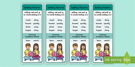 Adding Est And Y To Words Ending In E Level Week Spelling Bookmarks