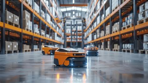 Premium Photo Industrial Robot Inspecting Products For Quality Control Automated Guided Vehicles