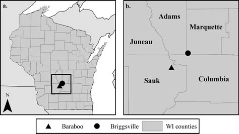 a map of wisconsin with county boundaries and an extent indicator for