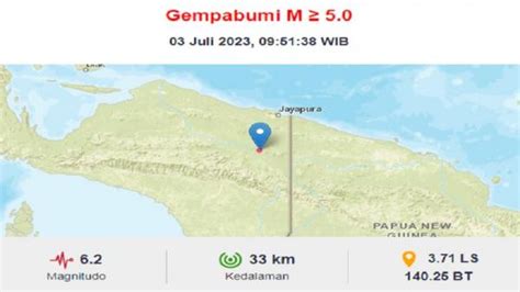 Breaking News Gempa Terkini Magnitudo 6 2 Guncang Keerom Papua