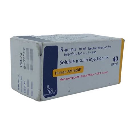 40iu Human Actrapid Injection 40 Iu Ml Packaging Size 10 Ml X 1 Vial