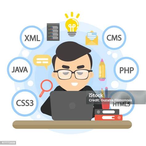 Man Programmer Bekerja Ilustrasi Stok Unduh Gambar Sekarang Analisis Memandang Bagian