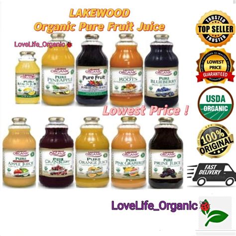 LAKEWOOD ORGANIC PURE CRANBERRY JUICE LEMON GINGE APPLE JUICE 946ML