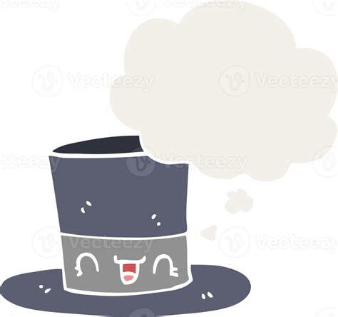 Cartoon Top Hat And Thought Bubble In Retro Style 39925755 Png