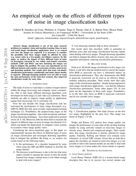 PDF An Empirical Study On The Effects Of Different Types Of Noise In Image Classification Tasks