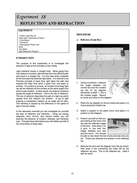 experiment 18 pdf optics reflection physics