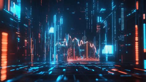 Futuristic Glowing Stock Chart Visualizing Market Data And Trends Stock Illustration