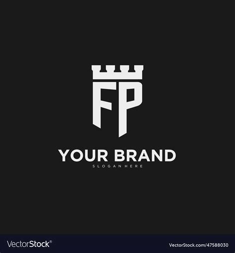 Initials Fp Logo Monogram With Shield Royalty Free Vector