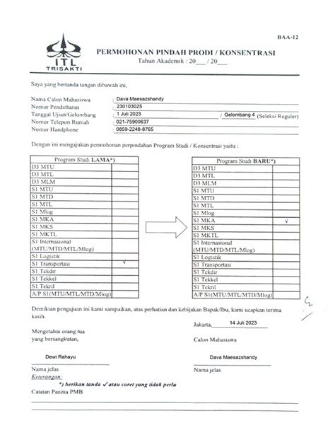 Pindah Prodi Pdf