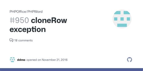 CloneRow Exception Issue PHPOffice PHPWord GitHub