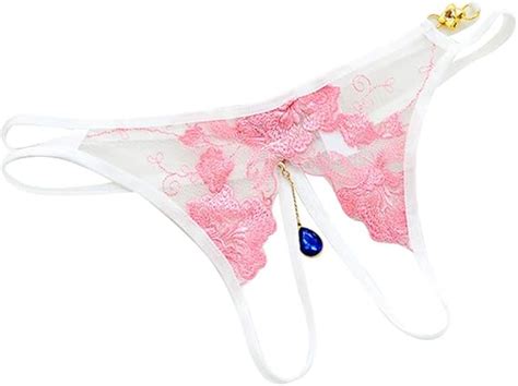 856store Calcinha tanga feminina transparente renda de pérola falsa