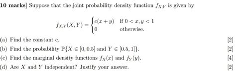 Solved Marks Suppose That The Joint Probability Density Chegg