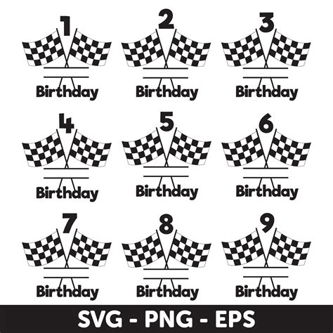 Racing Flag Svg Race Car Birthday Number Set 1 9 Svg Designs For