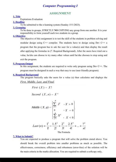 Solved Computer Programming I Assignment 1 Title