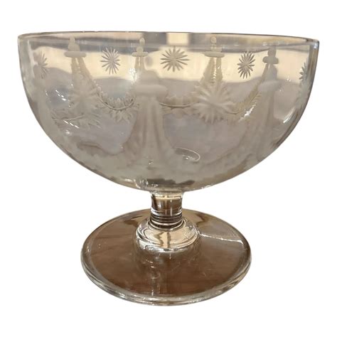 Vintage Etched Glass Pedestal Bowl Chairish