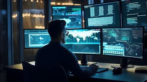 Premium Photo A Data Scientist Analyzing Big Data Sets On Multiple