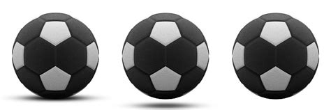 세 가지 버전 그리고 그림자 없이 흑백 축구 공 백색에 절연 되어 있습니다 3d 렌더링입니다 3가지 개체에 대한 스톡 사진 및