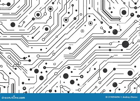 Black And White Circuit Board Pattern Showcasing Intricate Lines And Circuits In A Sleek Design