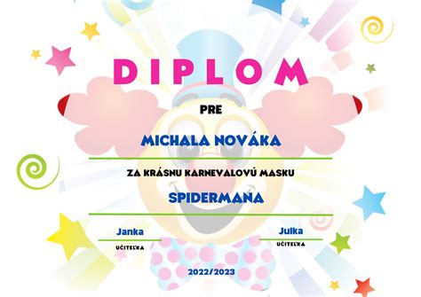Diplom Karneval Nepriradené K Predmetu Učiteliaučiteľomsk