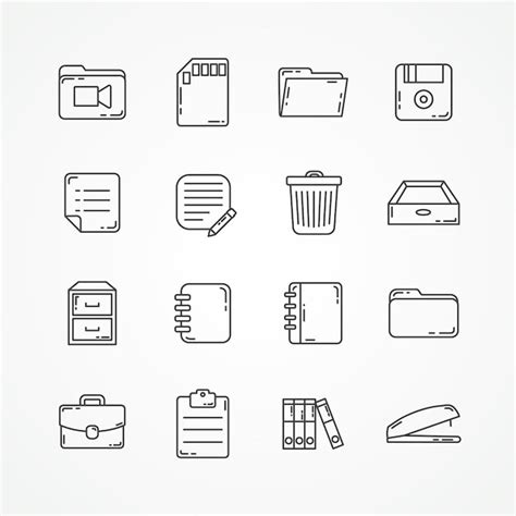 Premium Vector File And Folders Line Icon Set With Document Binders