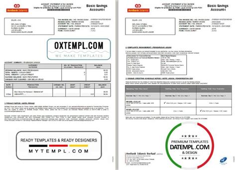 Editable Template Malaysia Ambank Islamic Bank Statement Template In Excel And Pdf Format 2 Pages