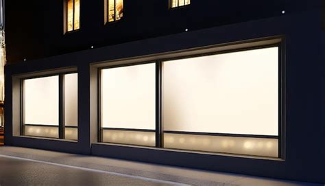 Premium Ai Image Empty Store Window At Night Blank Posters In