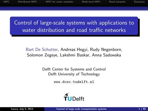 [ppt] control of large scale systems with applications to water