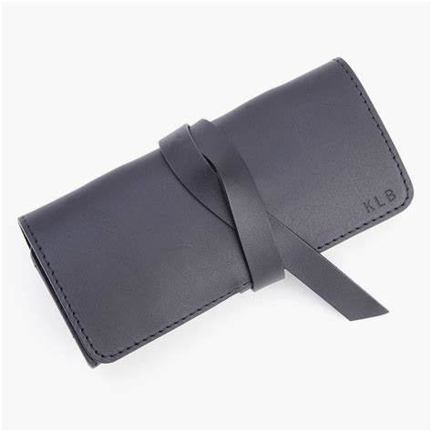 The Monogrammed Leather Tech Cord Organizer Hammacher Schlemmer