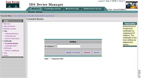 IDS Device Manager Sensor Setup Cisco