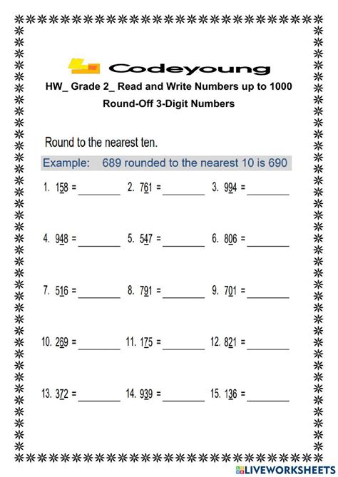 Round Off 3 Digit Numbers Worksheet Live Worksheets Worksheets Library