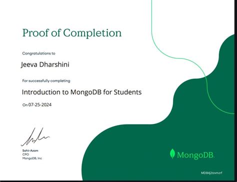 Jeevadharshini N On Linkedin Nosql Mongodb Dbms Datascience Certified Techskills…