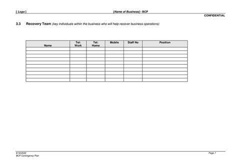 Business Continuity Plan Template In Word And Pdf Formats Page 7 Of 15