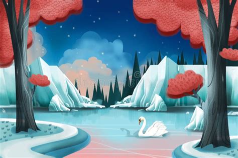 Illustrazione Creativa Ed Arte Innovatrice Lago Swan Illustrazione Di