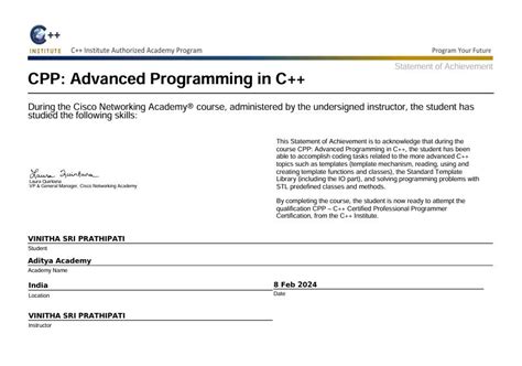Vinitha Chowdary On Linkedin Cppprogramming Cisco Advanced Cpp