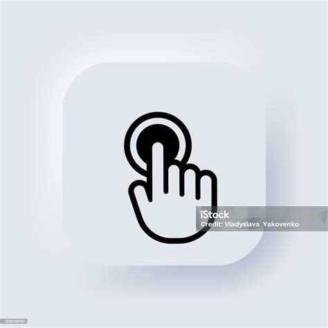 손가락을 클릭하는 스마트 폰 화면 손 포인터 아이콘입니다 핸드 터치 스크린 스마트 폰 아이콘 커서 아이콘 벡터입니다 Neumorphic Ui Ux 화이트 사용자 인터페이스