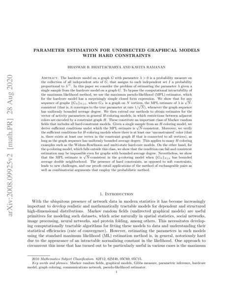 Parameter Estimation For Undirected Graphical Models With Hard