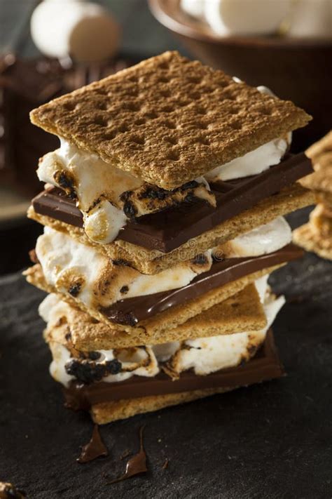 S Mores With Marshmallows Chocolate And Graham Crackers Stock Image