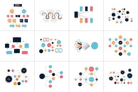 Premium Vector Mega Set Of Various Flowcharts Schemes Diagrams Simply Color Editable
