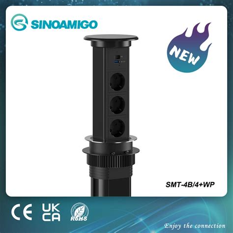 Intelligent Pop Up Power Desktop Socket Motorized With Wireless Charging Table Socket And