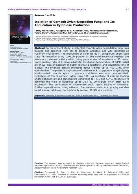 Pdf Isolation Of Corncob Xylan Degrading Fungi And Its Application In