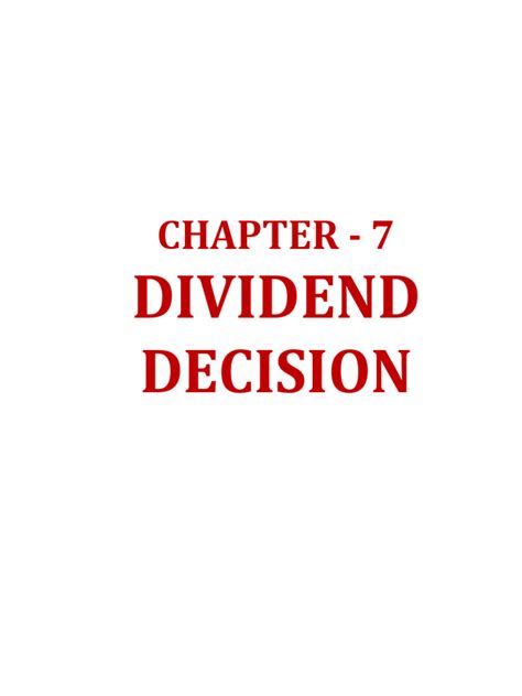 Dividend Decision Pdf Dividend Cost Of Capital
