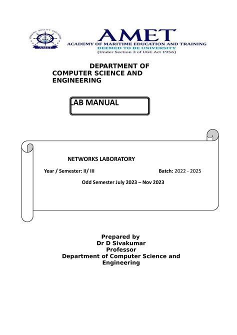 networks laboratory lab manual dr d sivakumar lab manual department