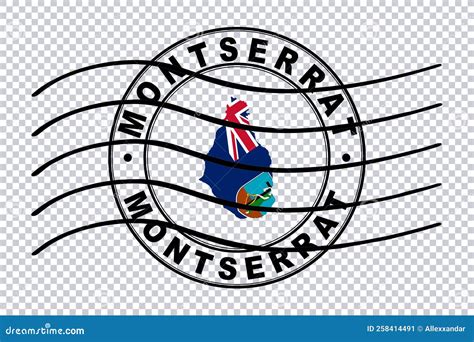Map Of Montserrat Postal Passport Stamp Travel Stamp Stock