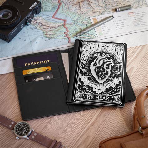 Goth Tarot Card The Heart Passport Cover Vegan Passport Case Gothic