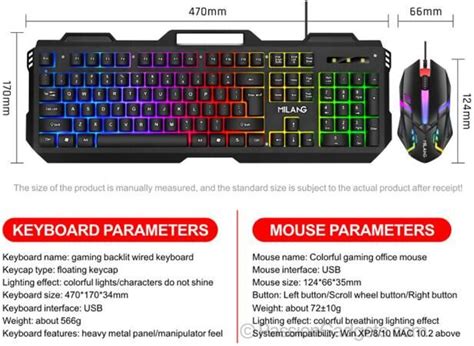 Milang T806 Gaming Wired Keyboard And Mouse With Cool Rgb Backlit